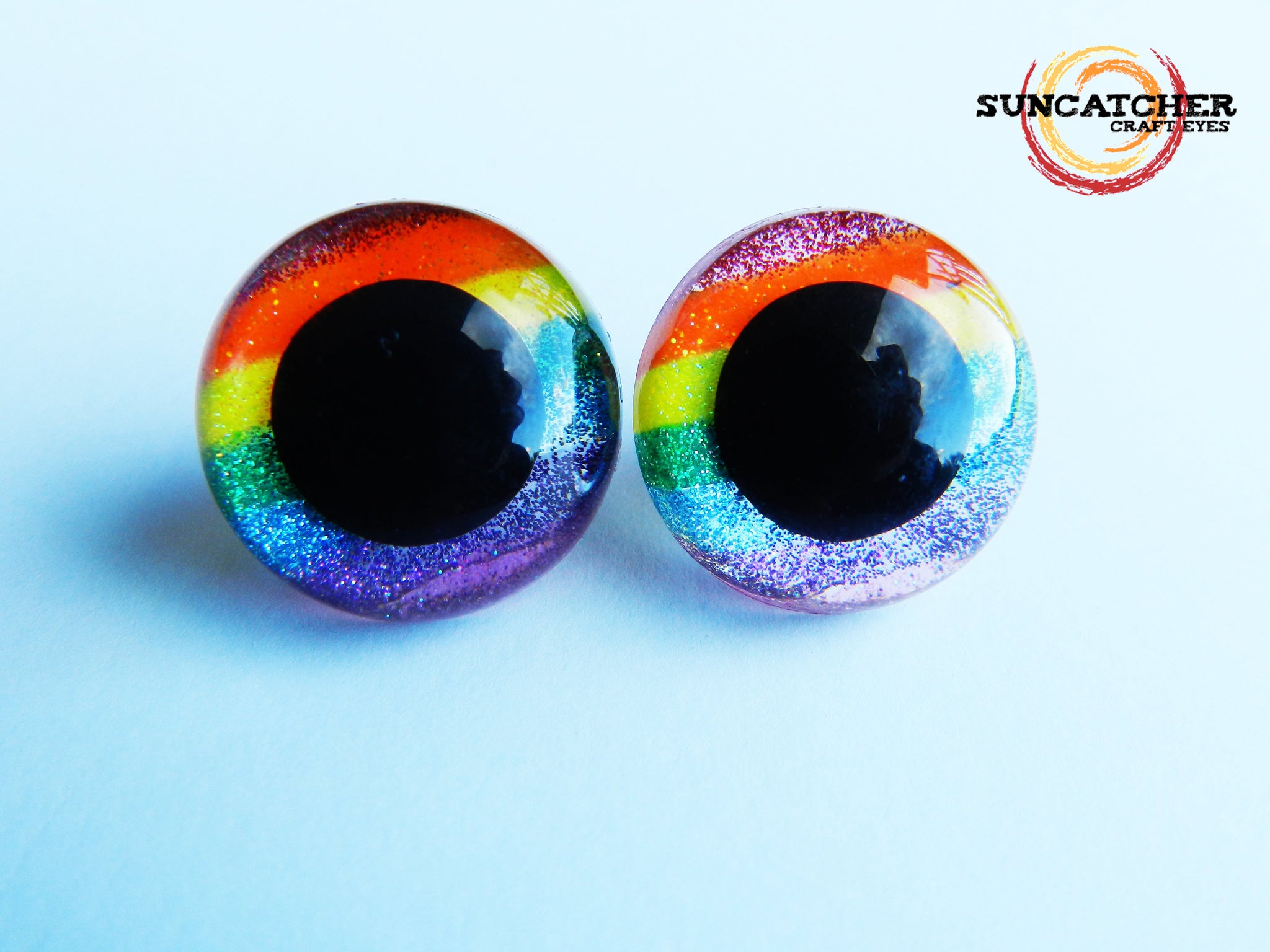 Glitter Rainbow Stripe Craft Eyes by the Pair – Suncatcher Craft Eyes